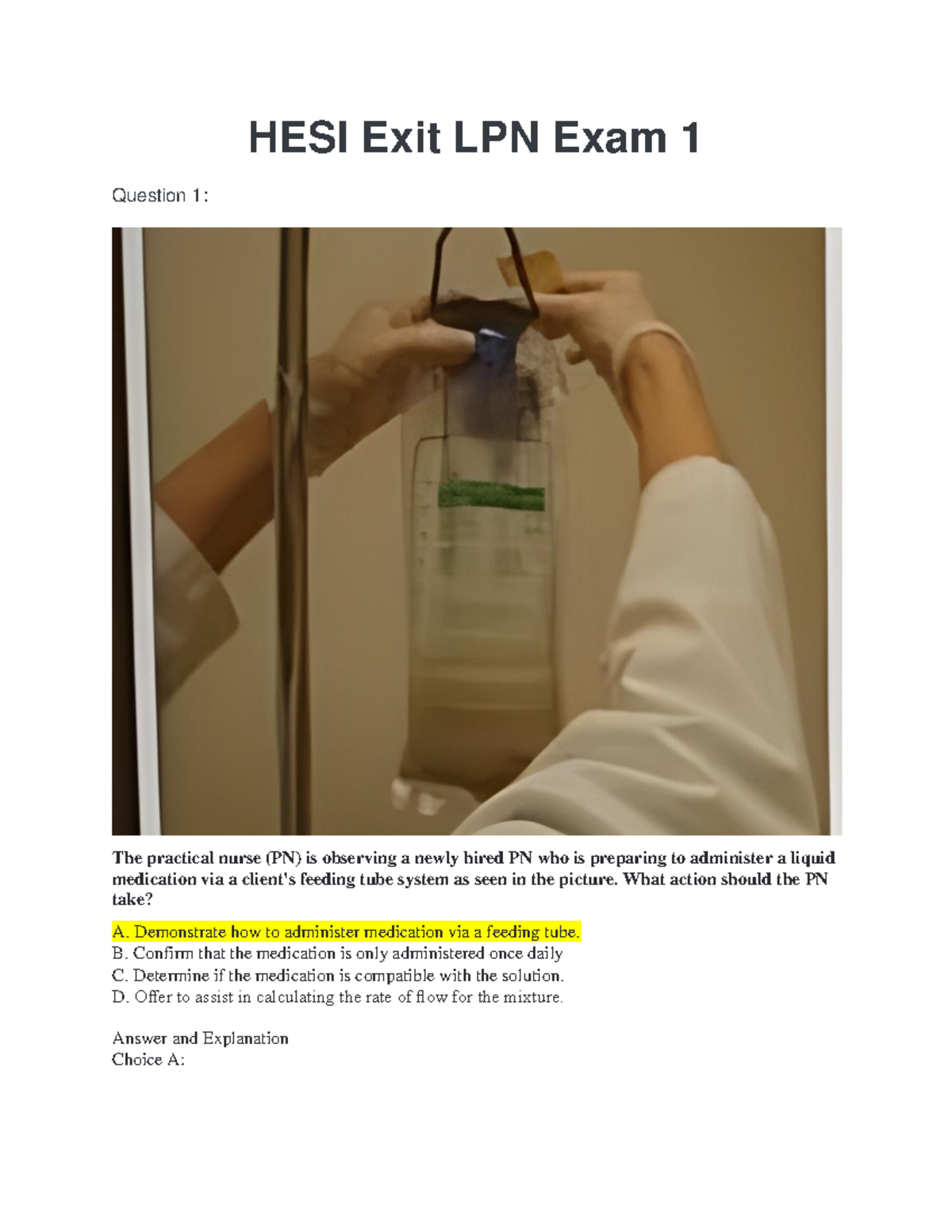 HESI Exit LPN Exam 1 - Comprehensive Practice Questions and Answers ...