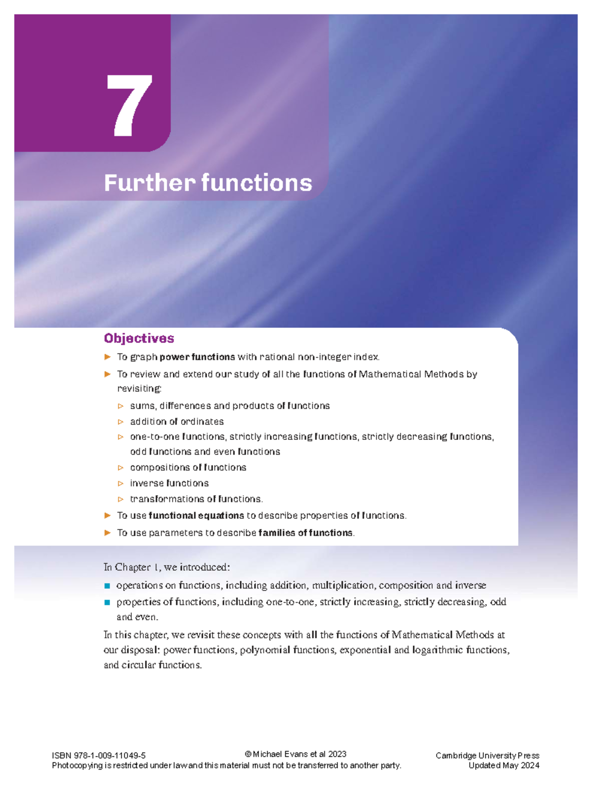 Further Functions: Sums, Products, and Compositions of Functions (MATH ...