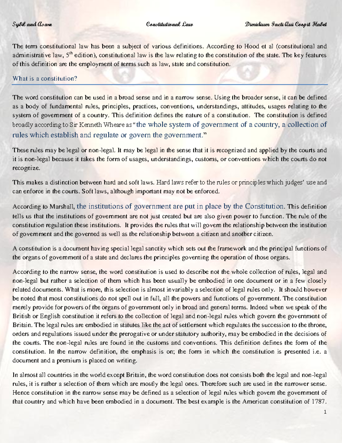 Constitutional Law Notes (SYB 101): Understanding the Framework and ...