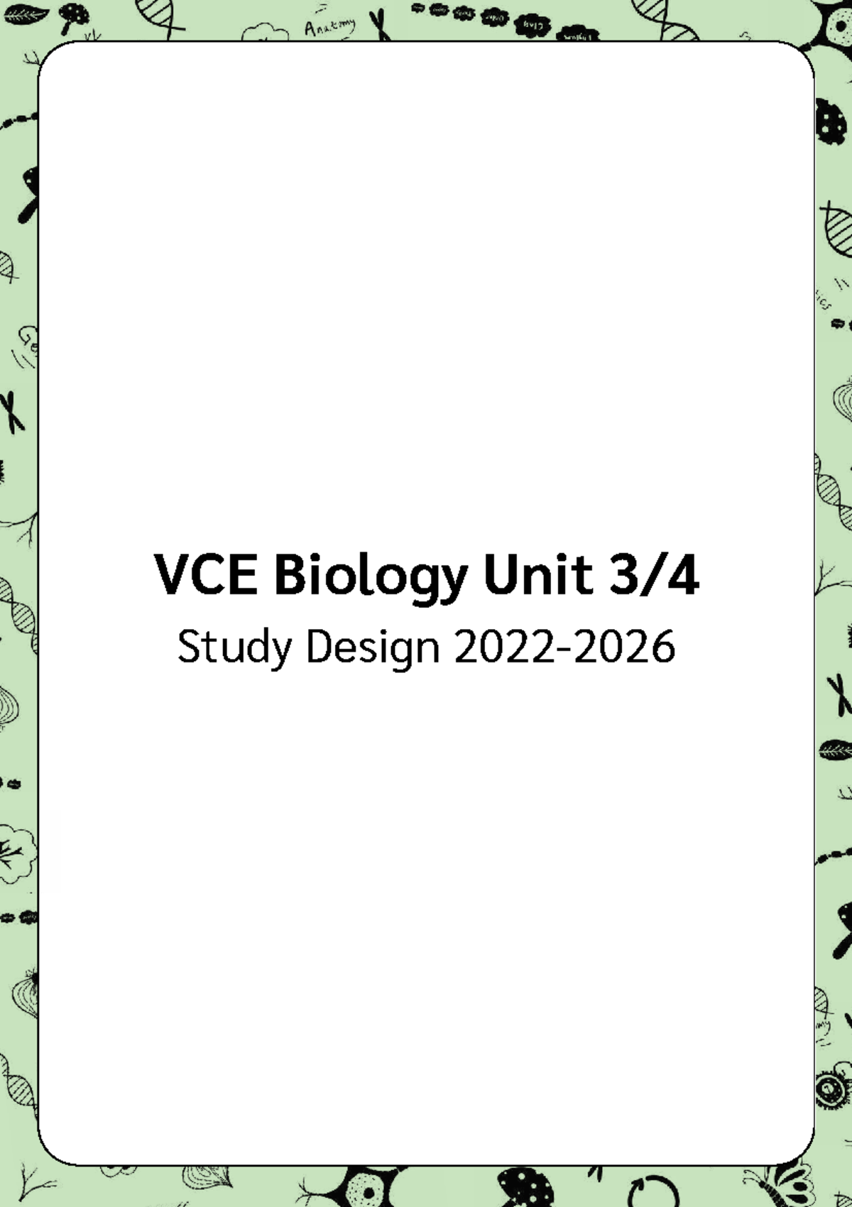 VCE Biology Unit 3/4 Study Design Notes: Cells, Proteins & Genetic Code ...
