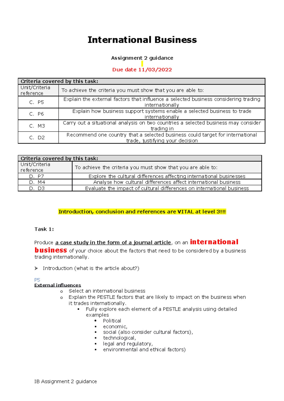 international Business unit 5 assignment 2 - International Business ...