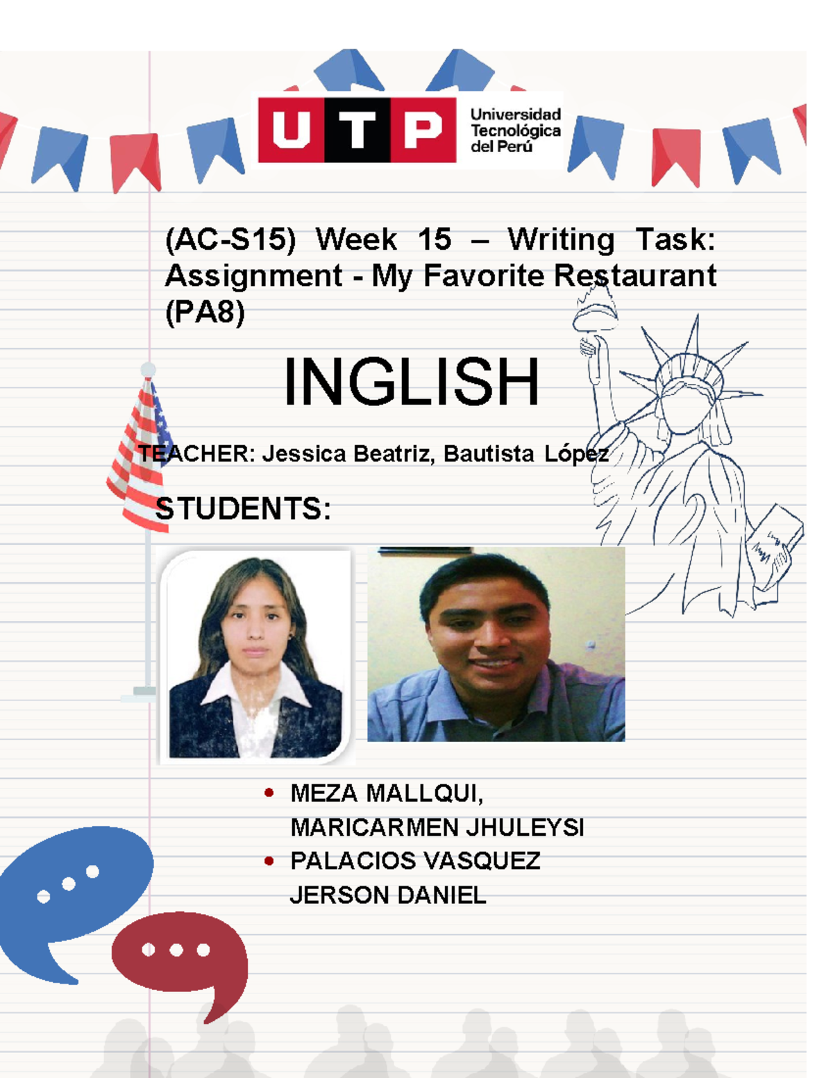 (AC-S15) Week 15 - Writing Task: My Favorite Restaurant (PA8) - Studocu