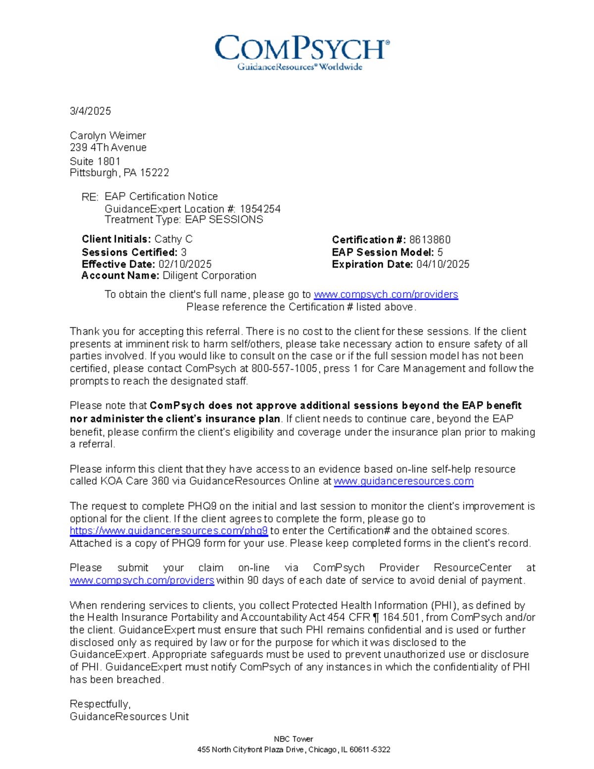 EAP Provider - cheat sheets - 3/4/ Carolyn Weimer 239 4Th Avenue Suite ...