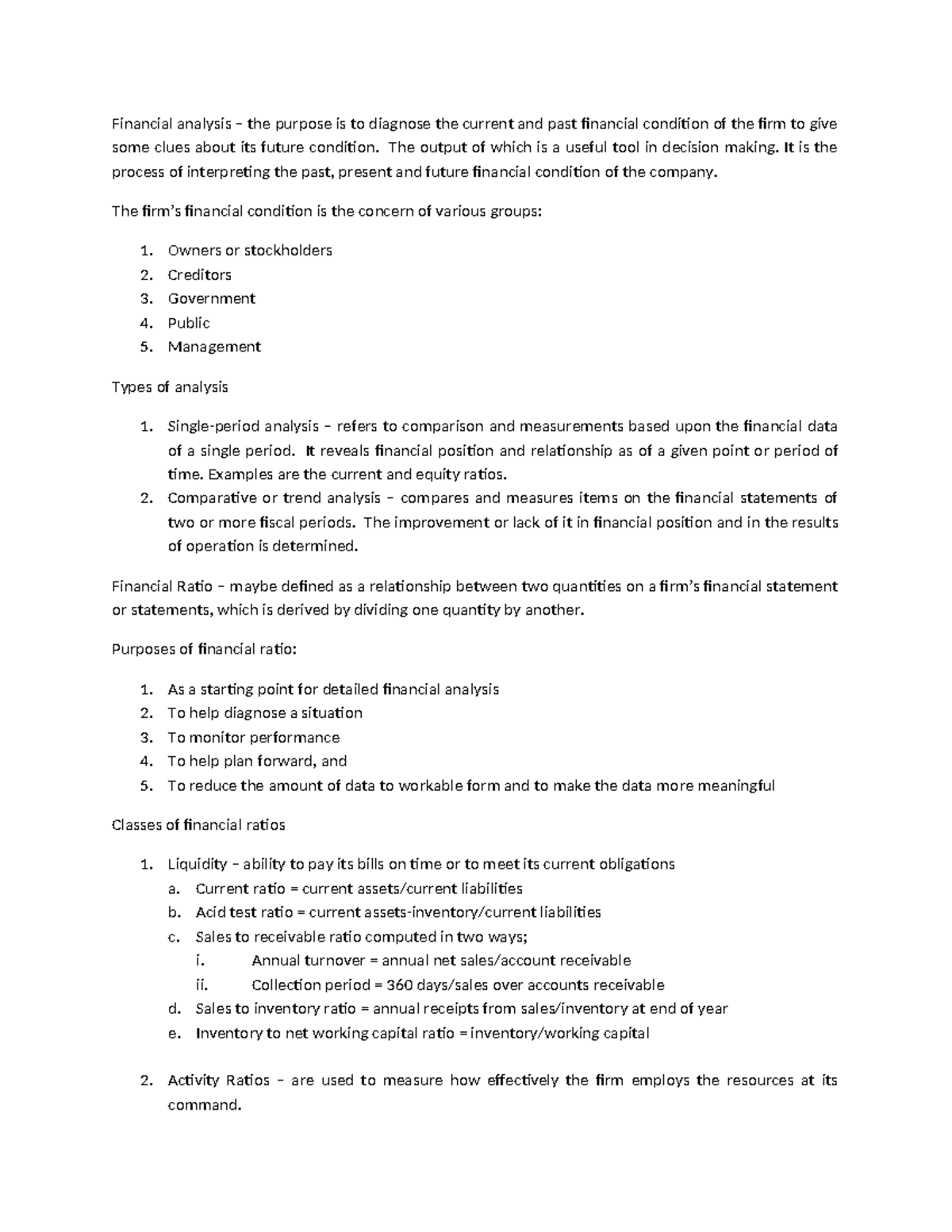 Bf Chapter 14 Financial Analysis Financial Analysis The Purpose Is 2919