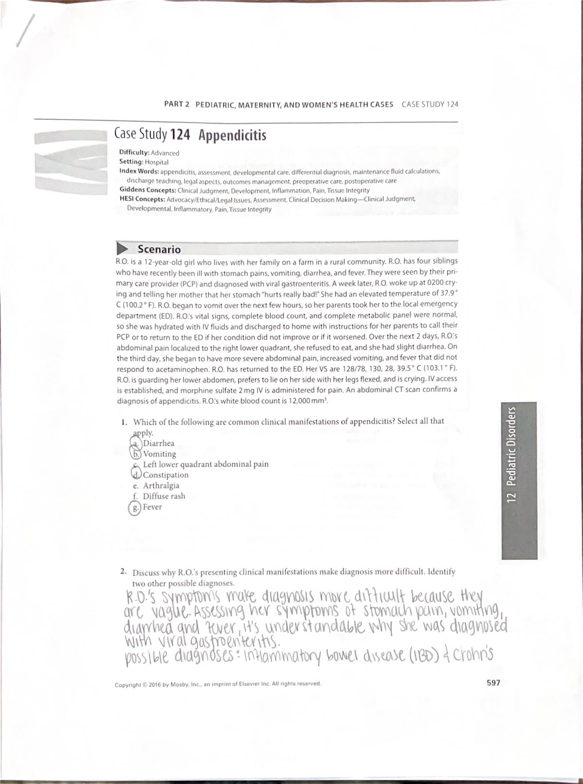 Appendicitis Case Study - NUR 1210C - Studocu