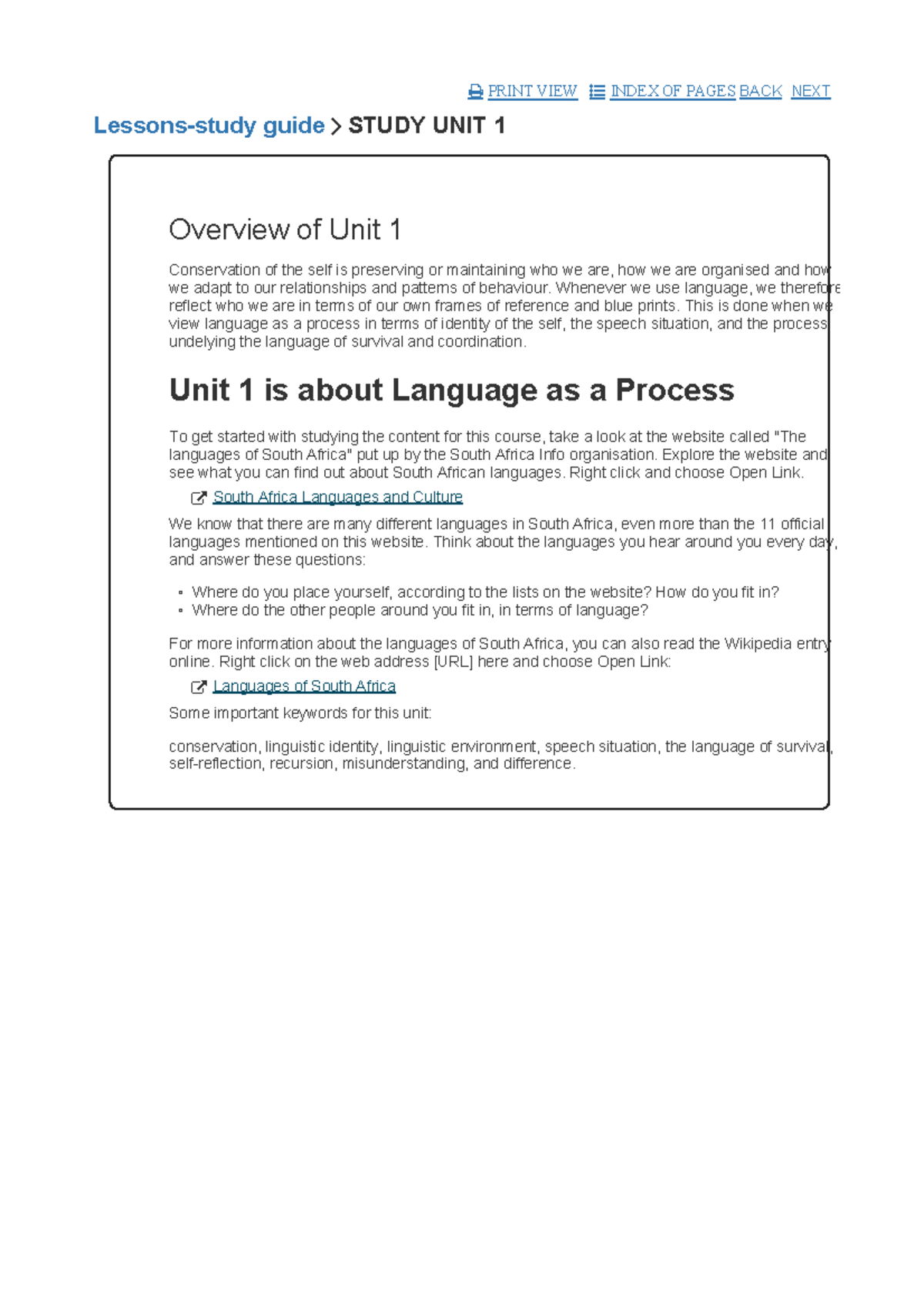 Unit 1 Study Guide: Language as a Process and Self-Reflection - Studocu