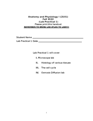 BIOL 2404: Overview of Human Anatomy & Physiology - Chapter 1 - Studocu