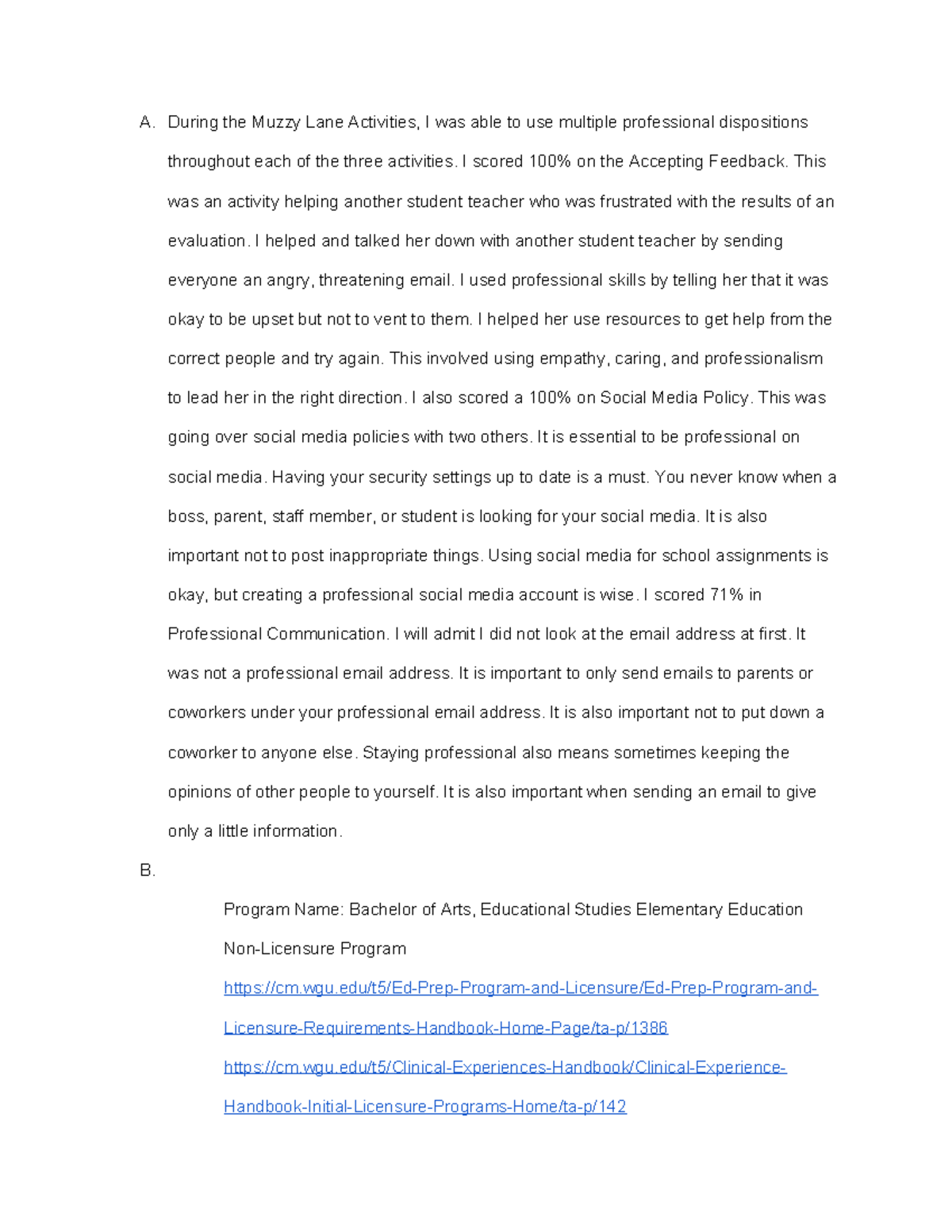 D663 Task 2 - Reflection on Professional Dispositions and Policies ...