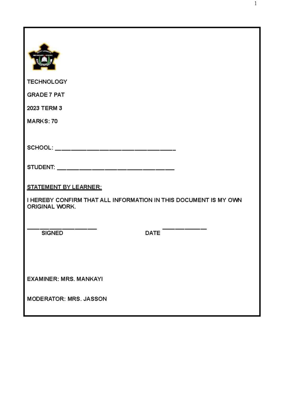 Grade 7 Term 3 Technology PAT: Crane & Electromagnet Project Summary ...