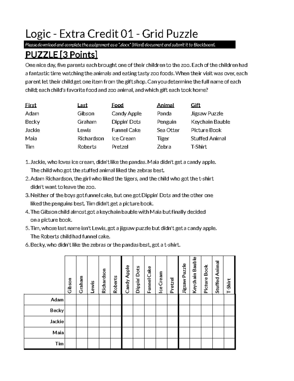 Logic - Extra Credit 01 - Grid Puzzle - Logic - Extra Credit 01 - Grid ...