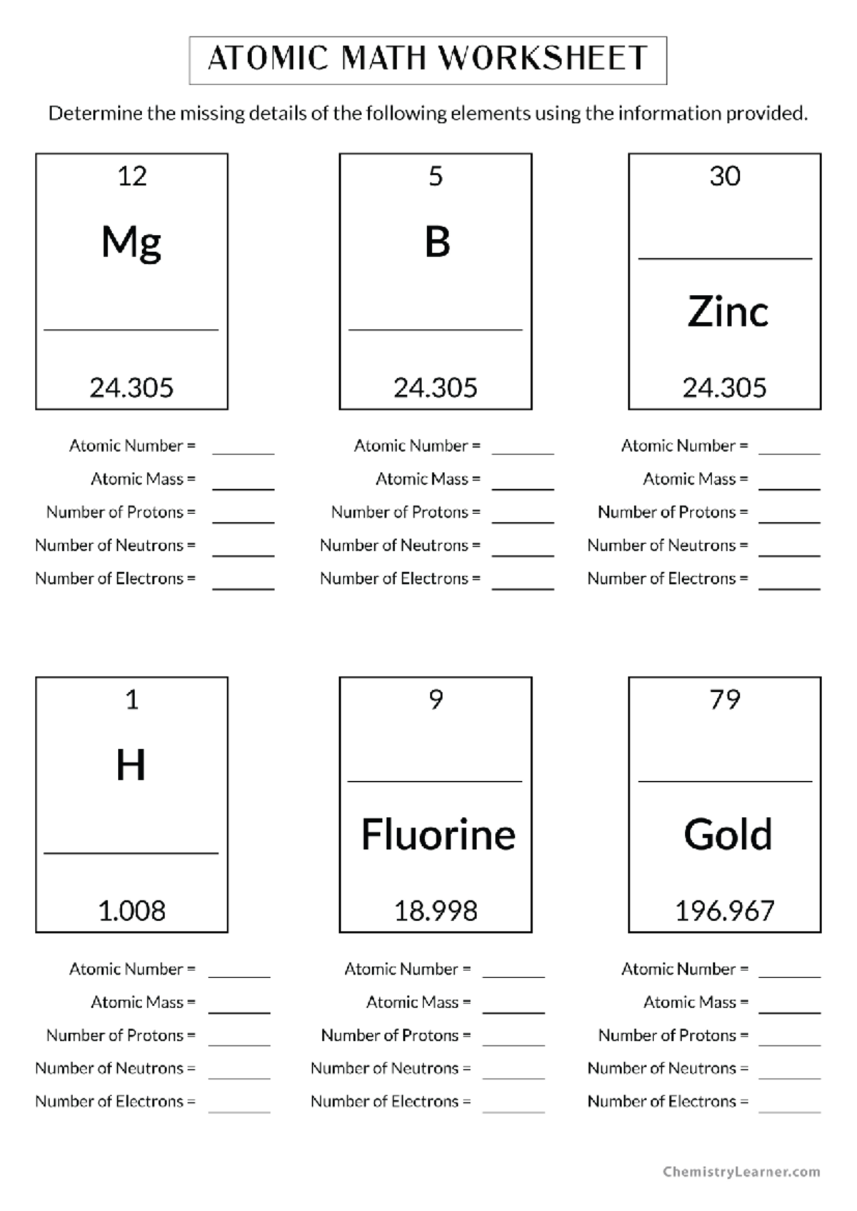 ATOMIC MATH WORKSHEET: Element Details & Calculations - Studocu