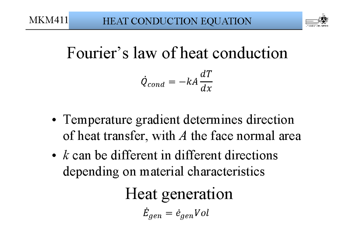 Heat Conduction Eqn Cengel Chapter 2 - HEAT CONDUCTION EQUATION Fourier ...