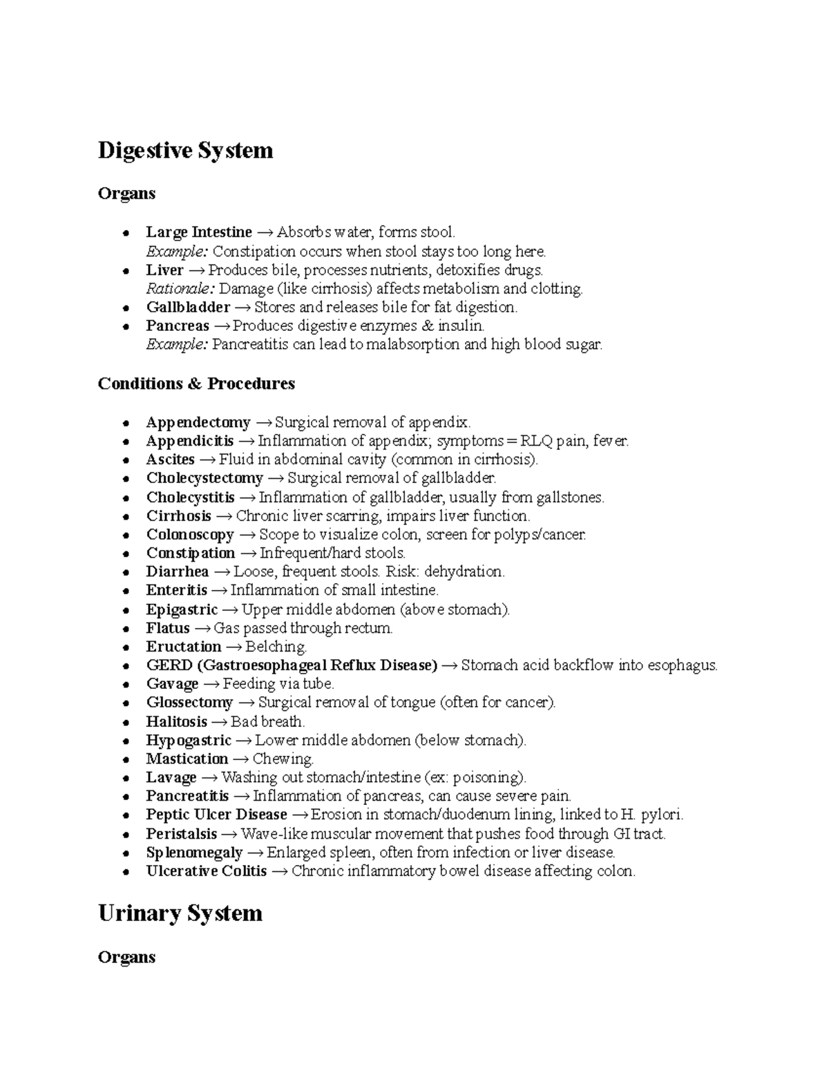 Study Guide: Quiz 4 on Digestive, Urinary, and Respiratory Systems ...