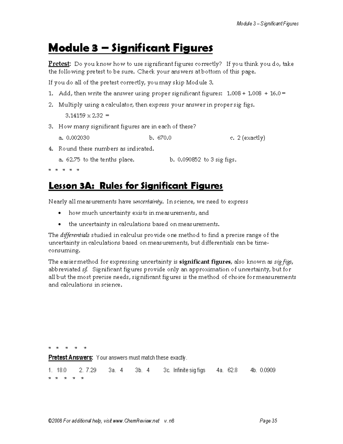 Module 3: Understanding Significant Figures & Their Applications - Studocu
