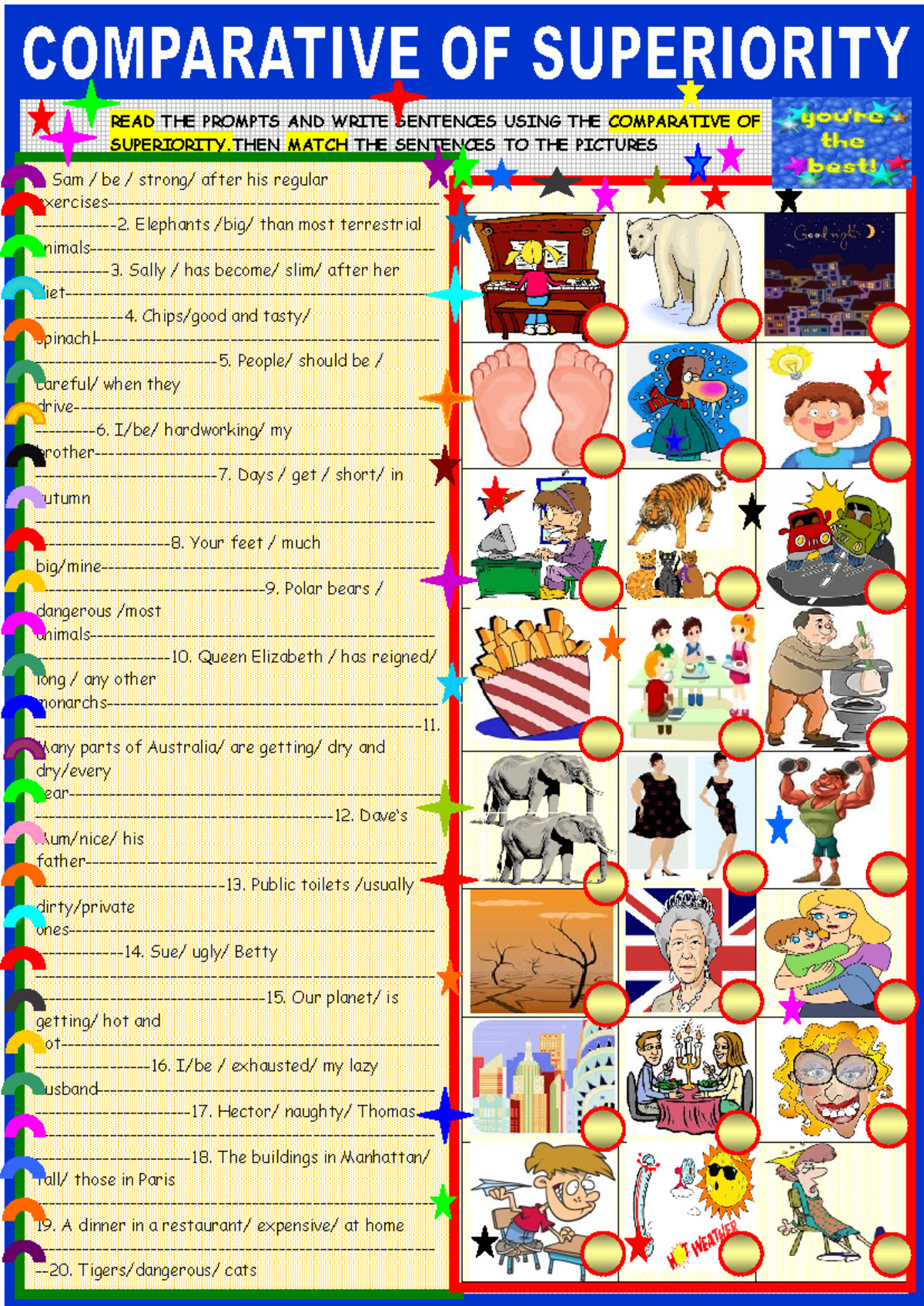 Ws1 - comparatives - READ THE PROMPTS AND WRITE SENTENCES USING THE ...