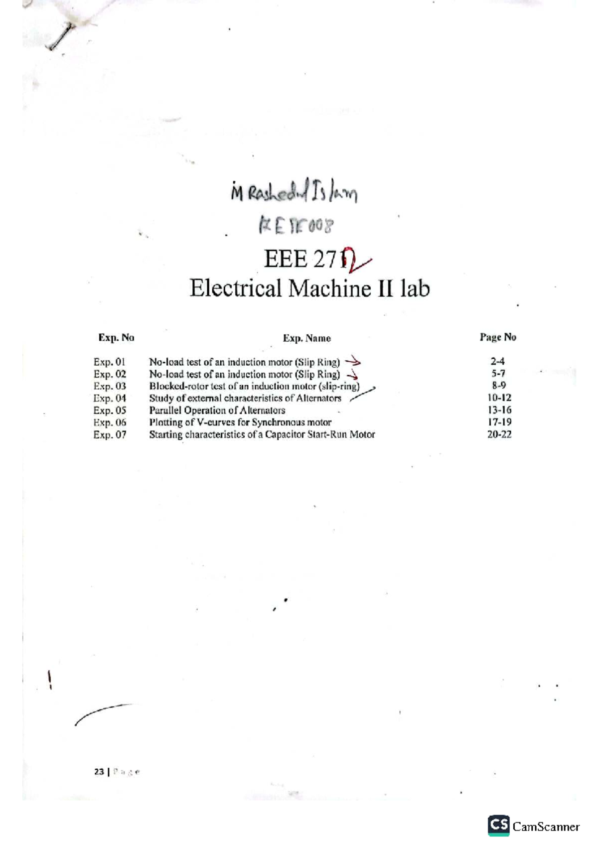 Electrical Machine II Lab Experiments: Induction Motors & Alternators ...