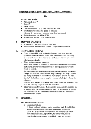 REPORTE DE ANÁLISIS DEL TEST DE LAS FÁBULAS DE DÜSS: SÍNTESIS Y ...