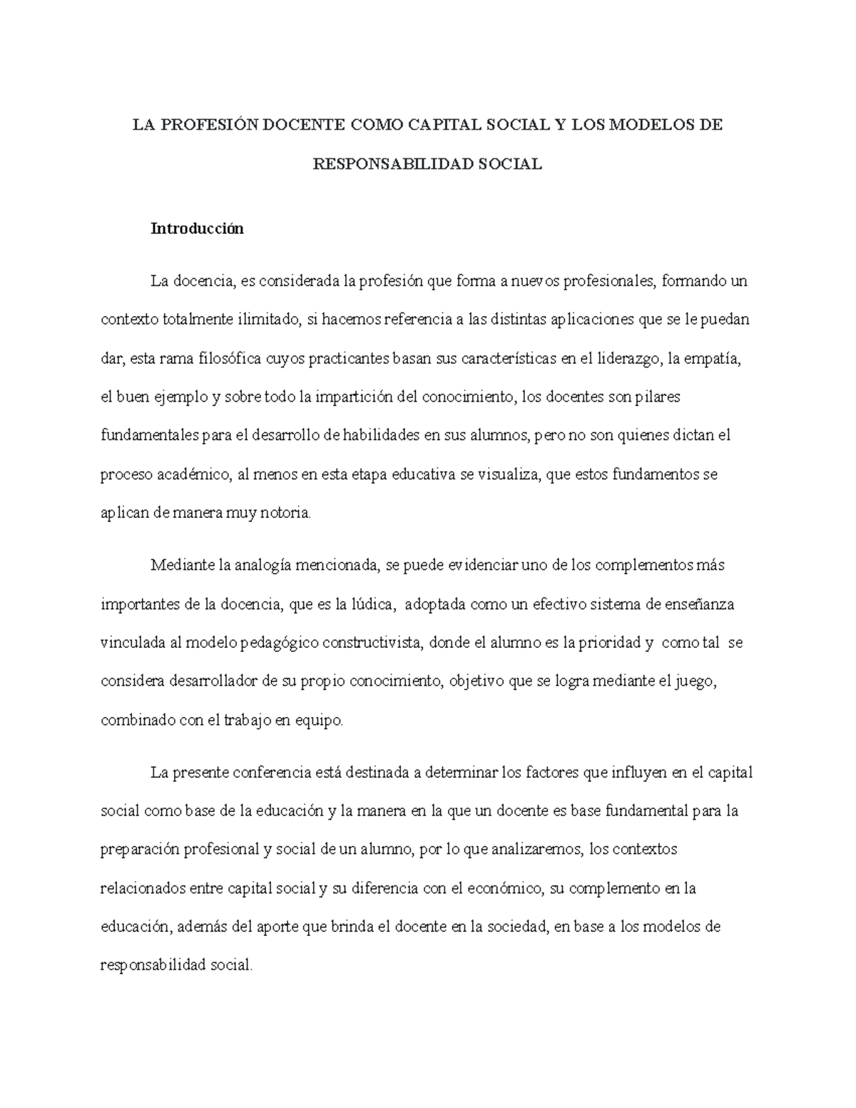 LA Profesión Docente COMO Capital Social Y LOS Modelos DE ...