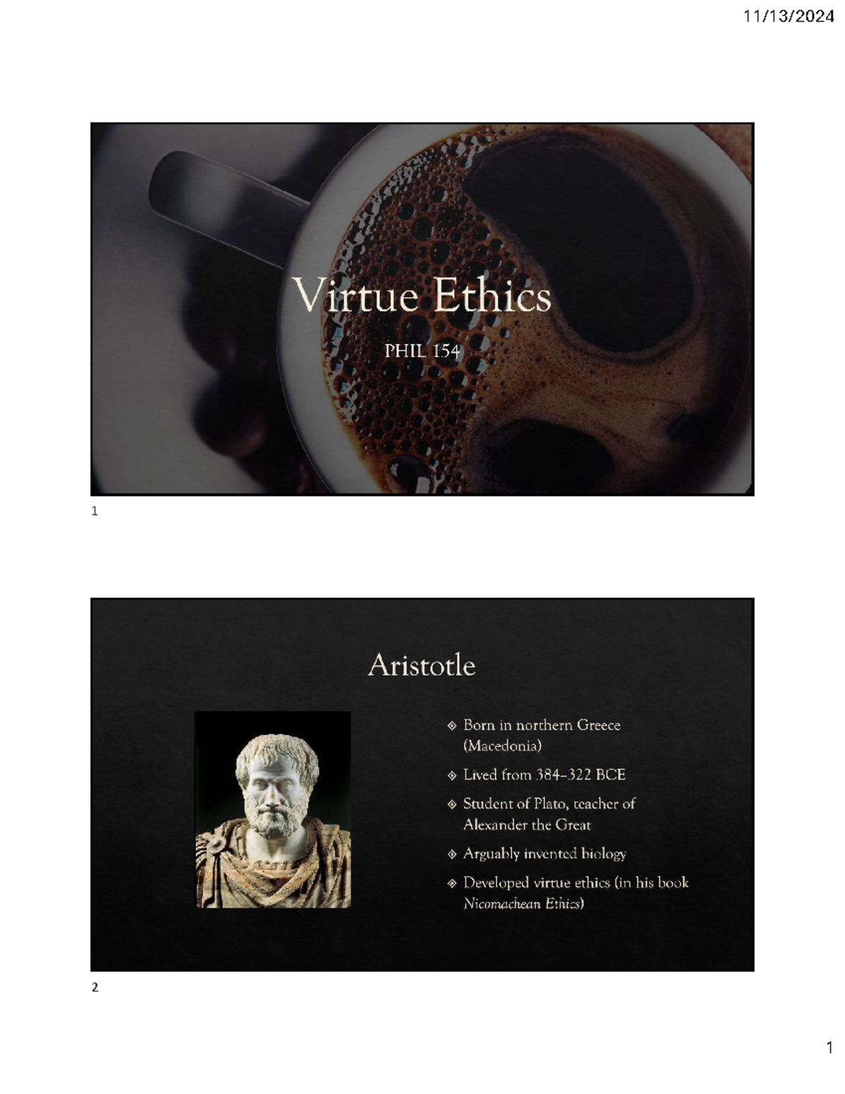PHIL 154 Lecture 11: Understanding Virtue Ethics in Philosophy - Studocu