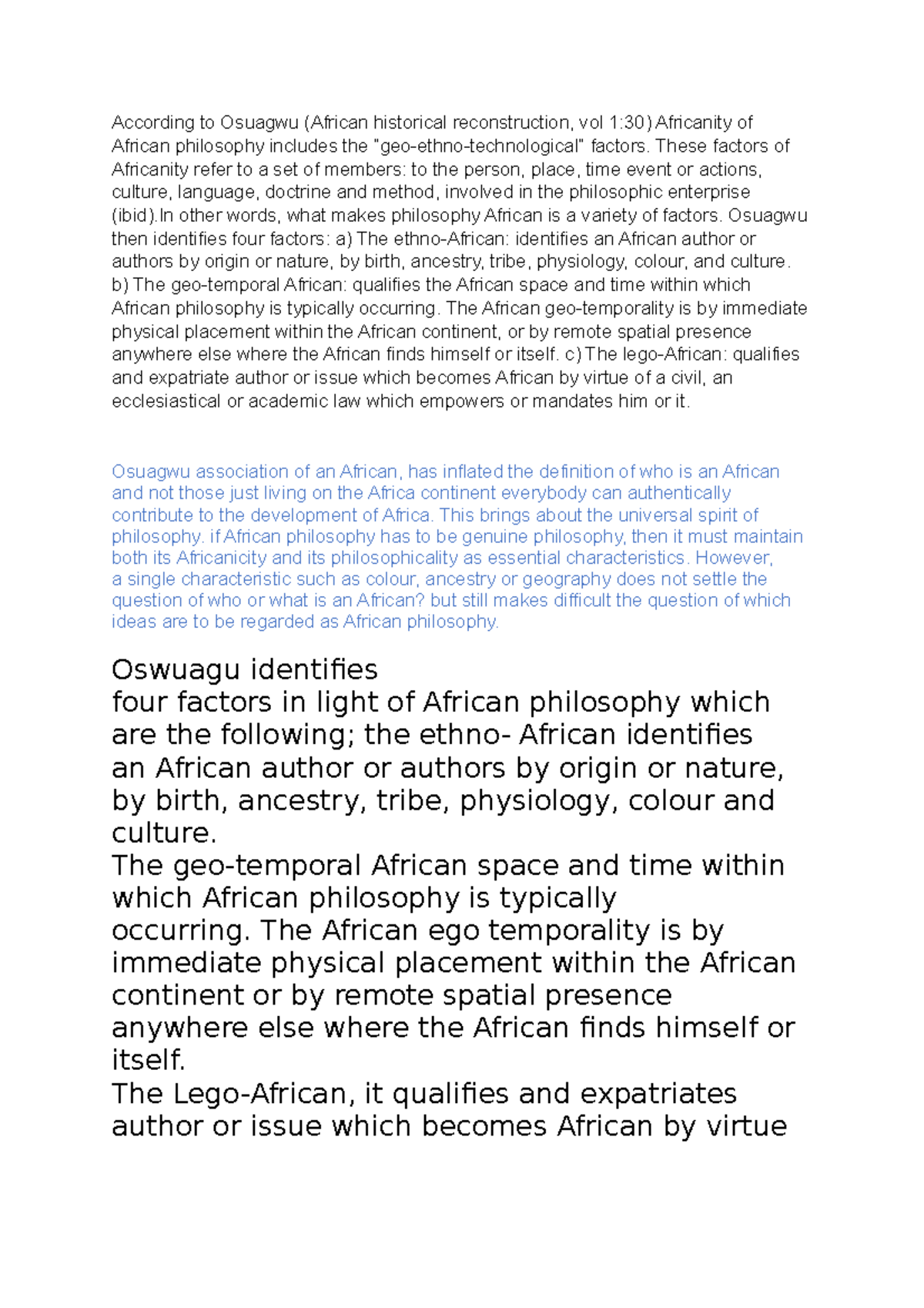Understanding Africanity in Osuagwu's Philosophy: Key Factors and ...