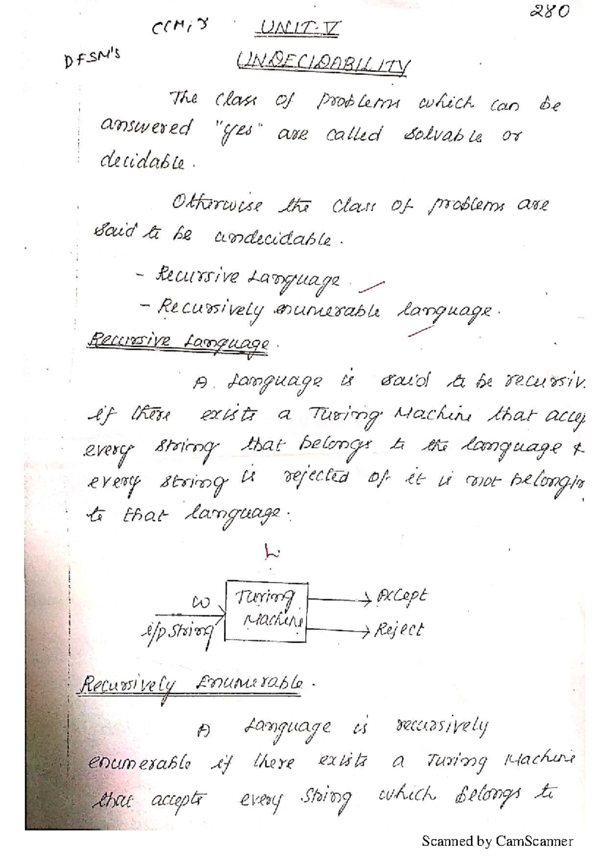 Unit 5 - Undecidability in Recursive Languages and Turing Machines ...