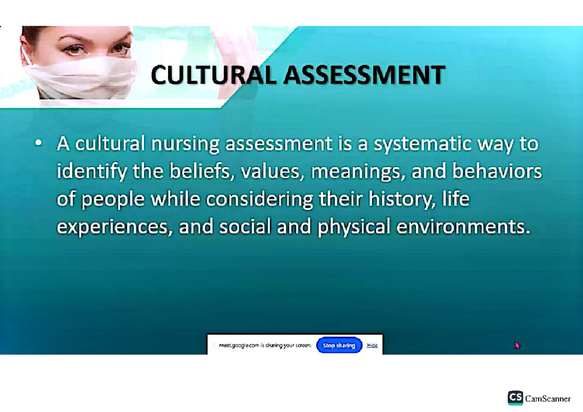 TN - Lesson 2: Cultural Nursing Assessment and Values - Studocu