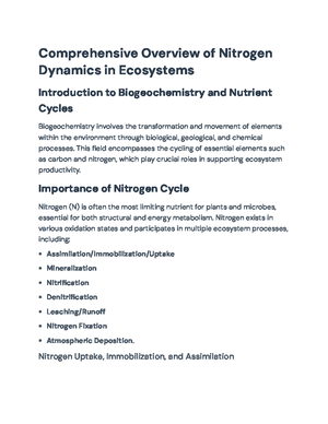 The Nitrogen Cycle: In-Depth Overview and Ecological Implications - The Nitrogen Cycle: - Studocu