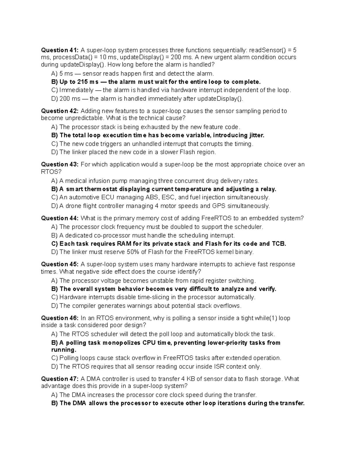 Quiz 5 - Embedded Systems Functions and RTOS Concepts - Studocu
