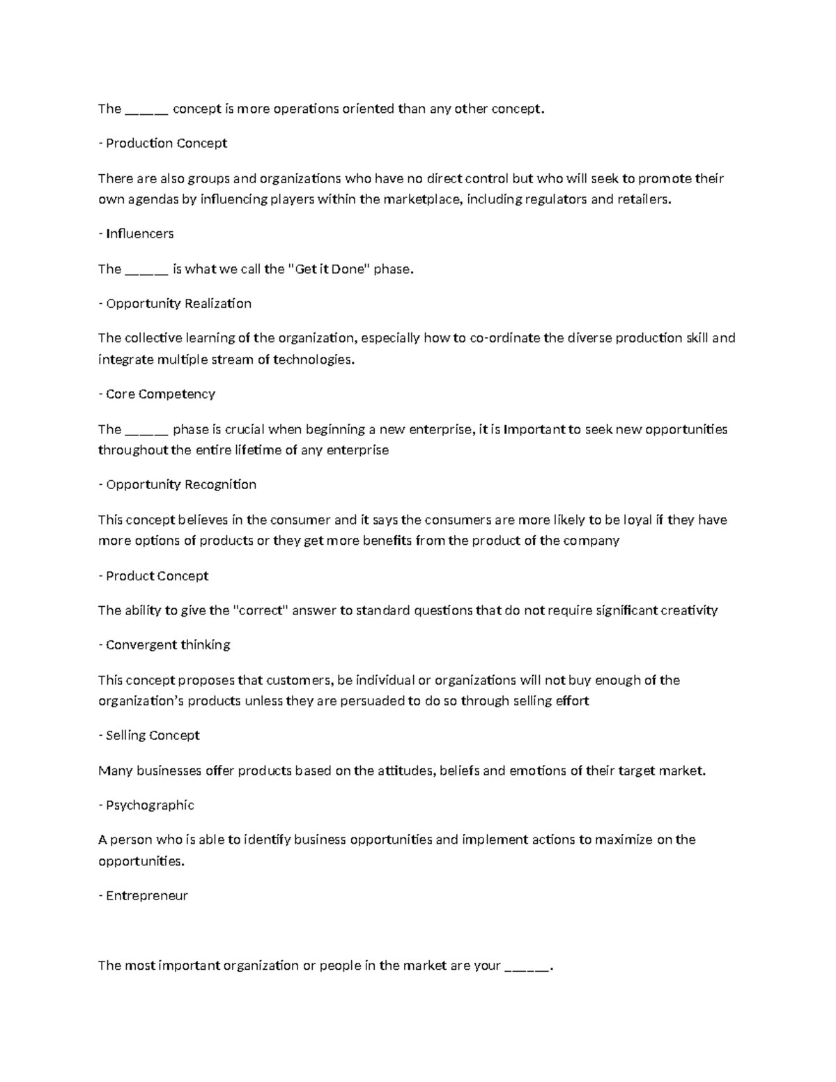 Entrep 2ND SEM OED EXAM Study Guide: Key Concepts and Definitions - Studocu