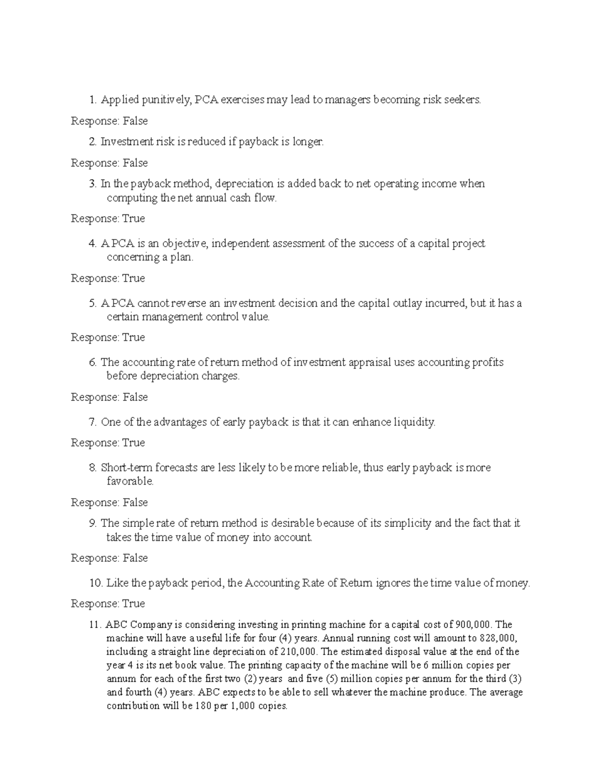 PCA Exercises and Risk Management Discourse - Quiz Responses - Studocu