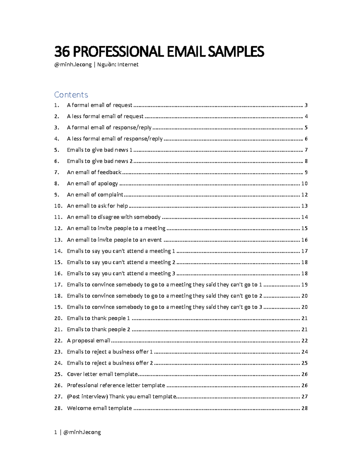 36 Professional Email Samples: Templates for Various Situations - Studocu