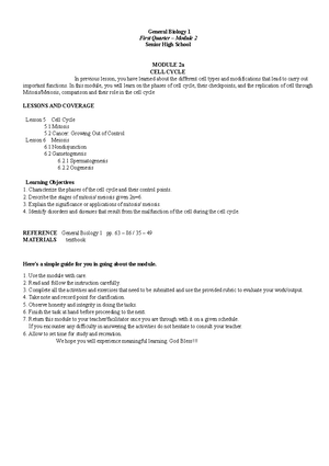 Biology 2 Q4 - Module - Senior High School MODULE 4 FEEDBACK MECHANISM ...
