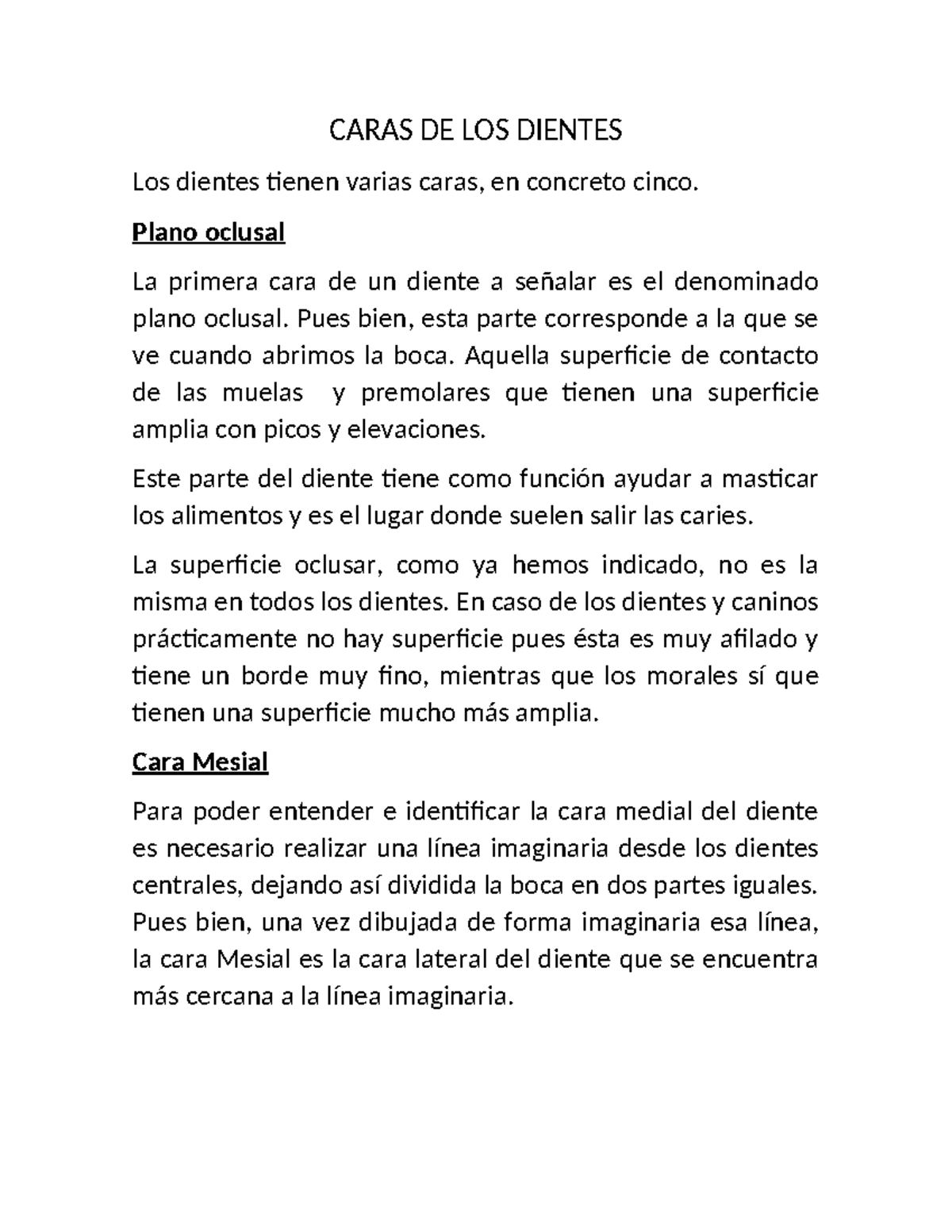 Caras de los Dientes: Apuntes de Odontología (Curso de Odontología ...
