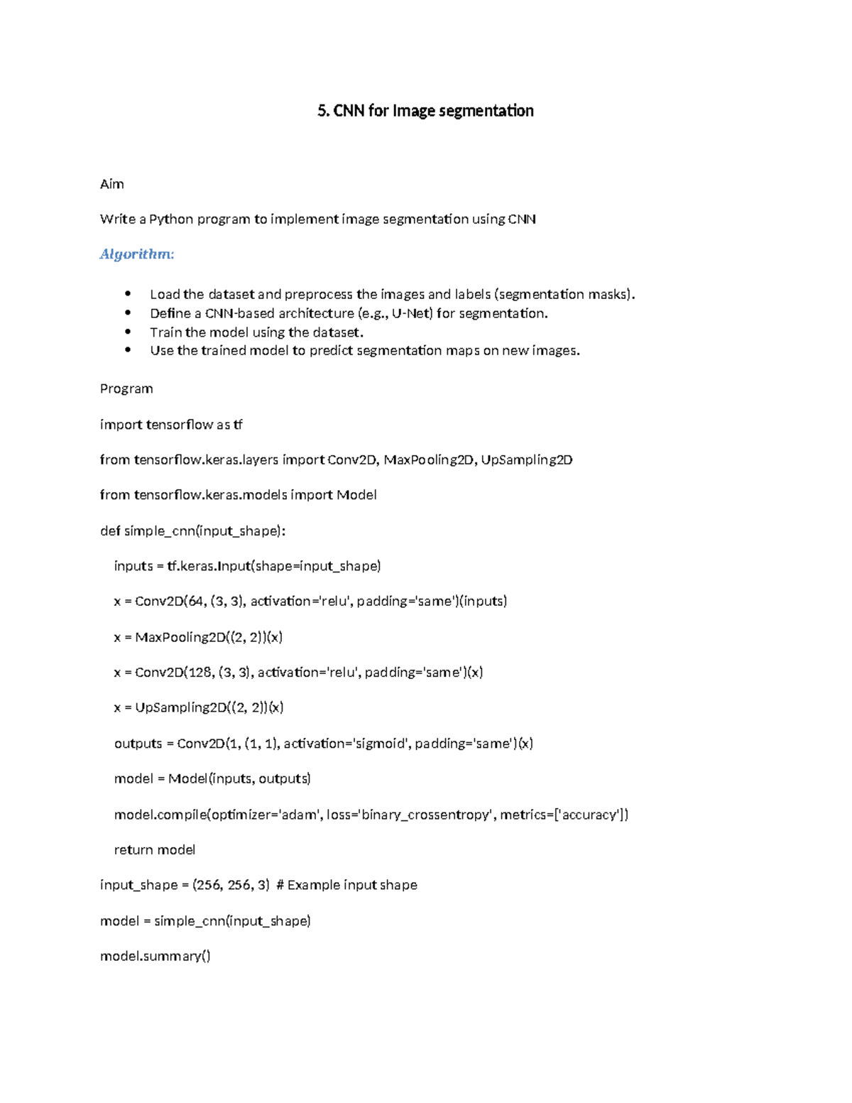 5. CNN for Image Segmentation: Python Implementation Guide - Studocu