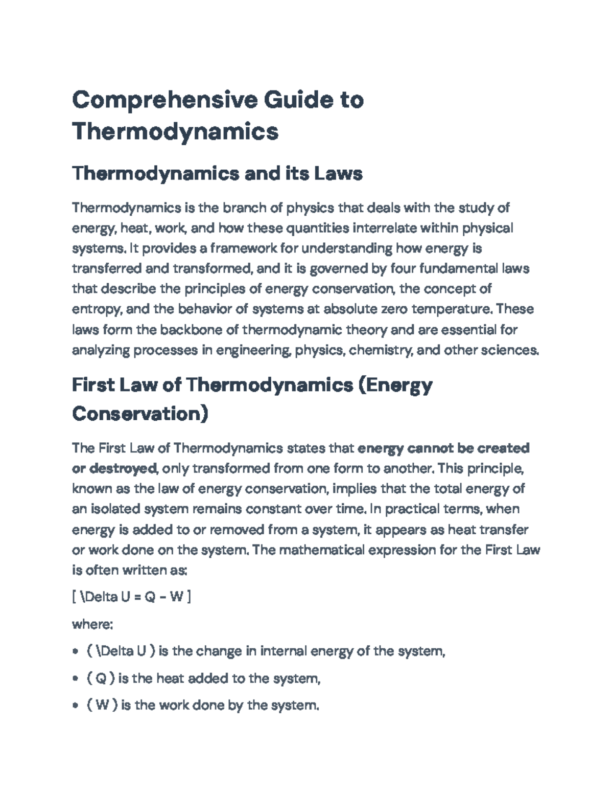 Comprehensive Overview of Thermodynamics: Laws and Concepts - Studocu