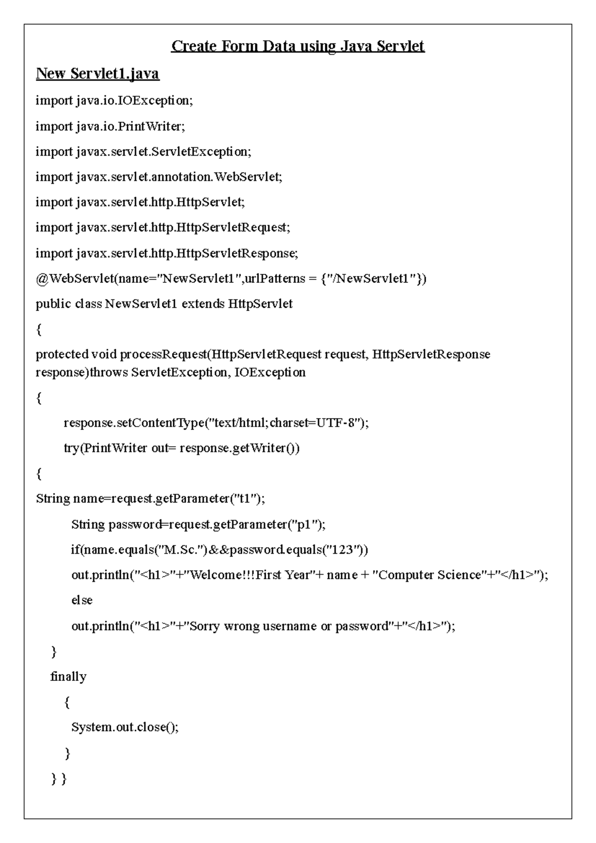 advanced jab labarotary - Create Form Data using Java Servlet New ...
