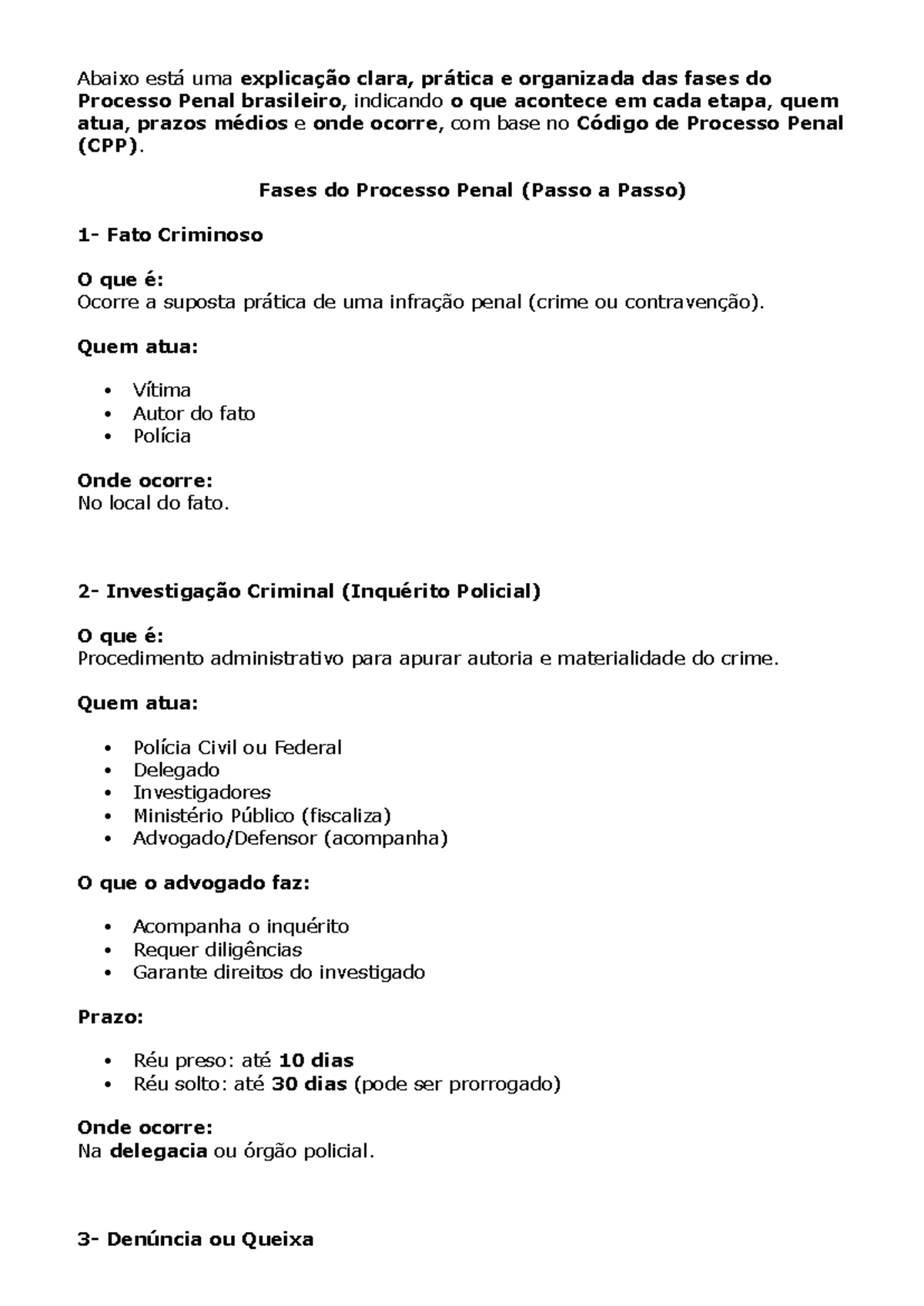 Fases Do Processo Penal Brasileiro Guia Prático E Organizado Cpp