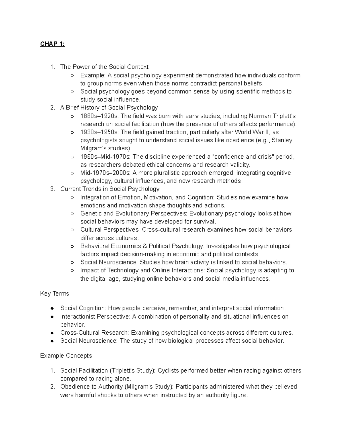 PSYC 215 - Chapter 1: Social Psychology Overview and Key Concepts - Studocu
