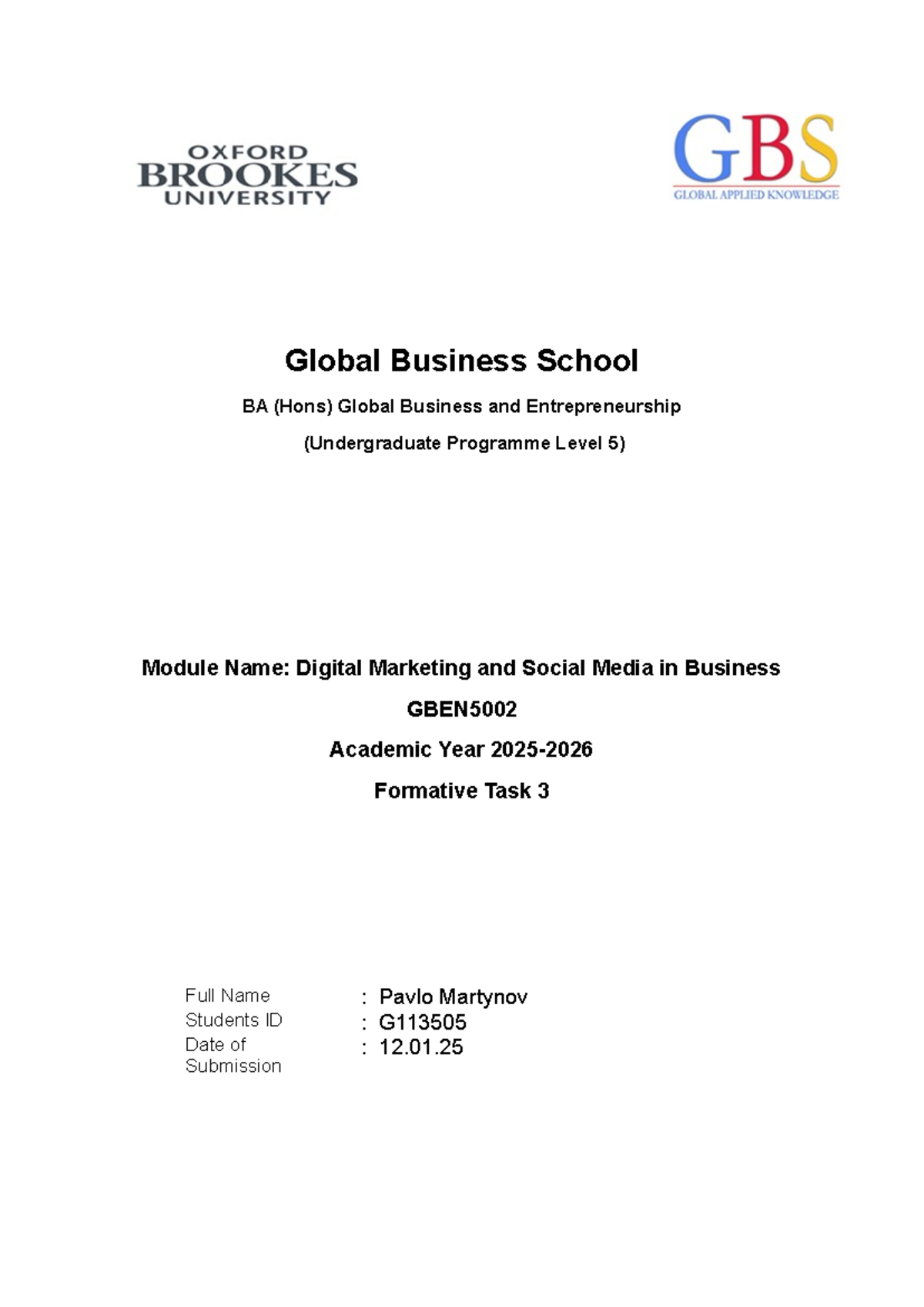GBEN5002 Formative Task 3: Digital Marketing Journey Analysis - Studocu