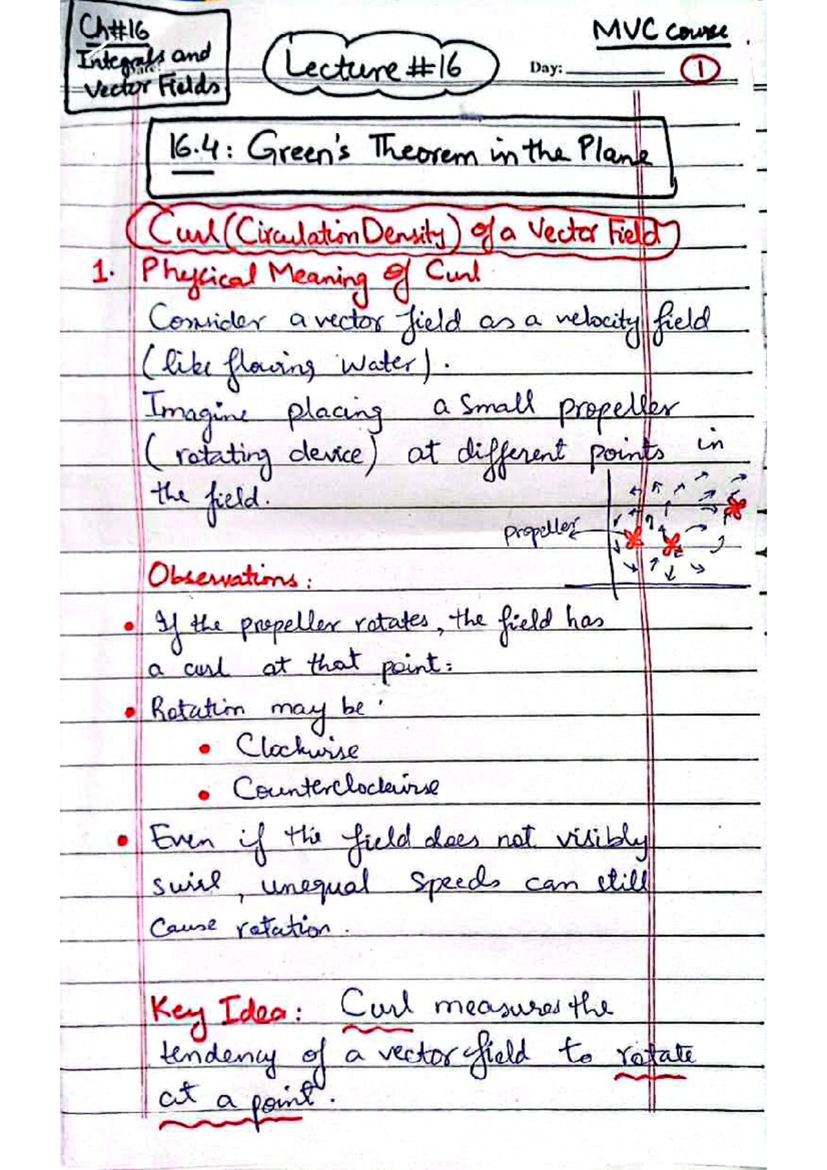 MVC Lecture Notes: Integrals, Vector Fields, and Curl Theorem - Studocu