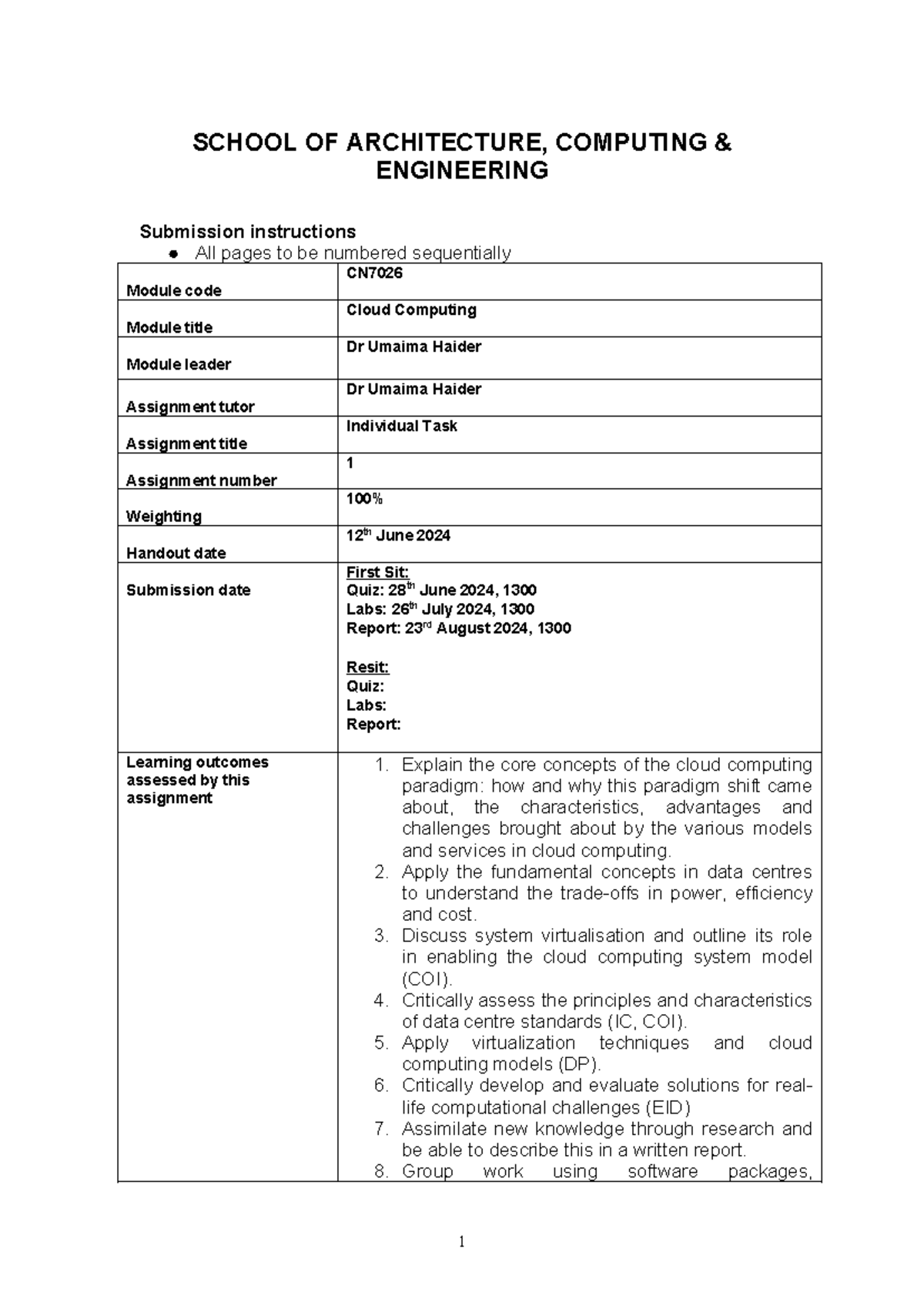 CN7026 23-24 T3 Coursework - SCHOOL OF ARCHITECTURE, COMPUTING ...