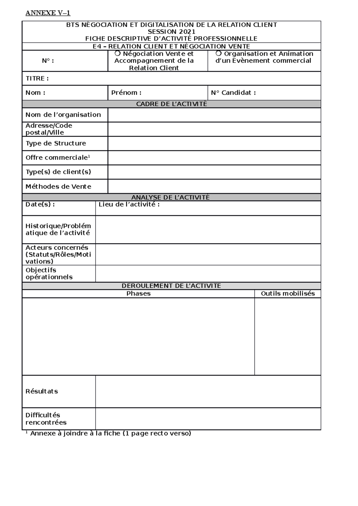 Bts ndrc 2021 e4 - fiche descriptive - ANNEXE V– BTS NÉGOCIATION ET ...