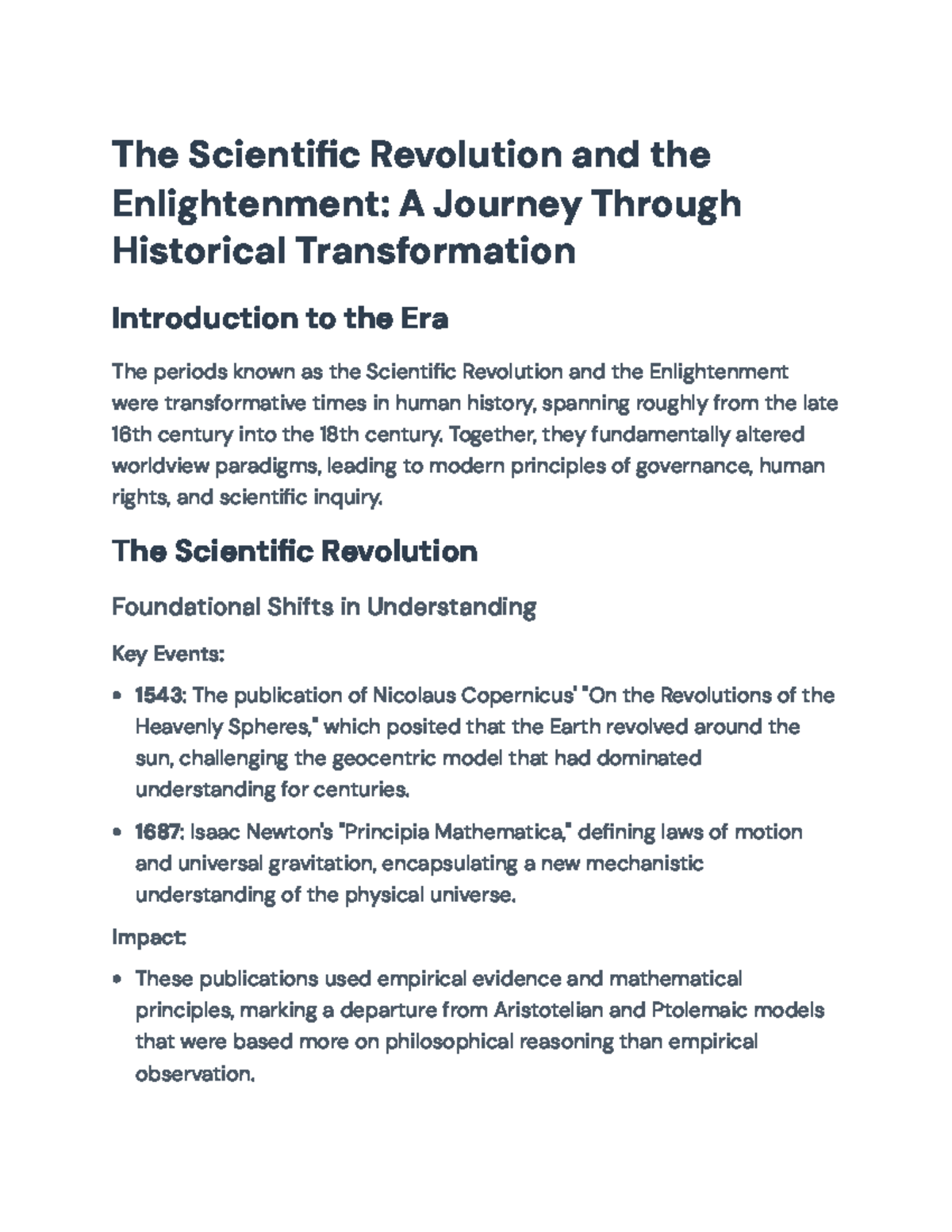 The Scientific Revolution & Enlightenment: Key Transformations in ...