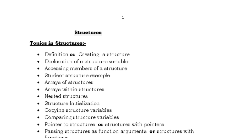 Structures in C: Definition, Declaration, and Usage - Studocu