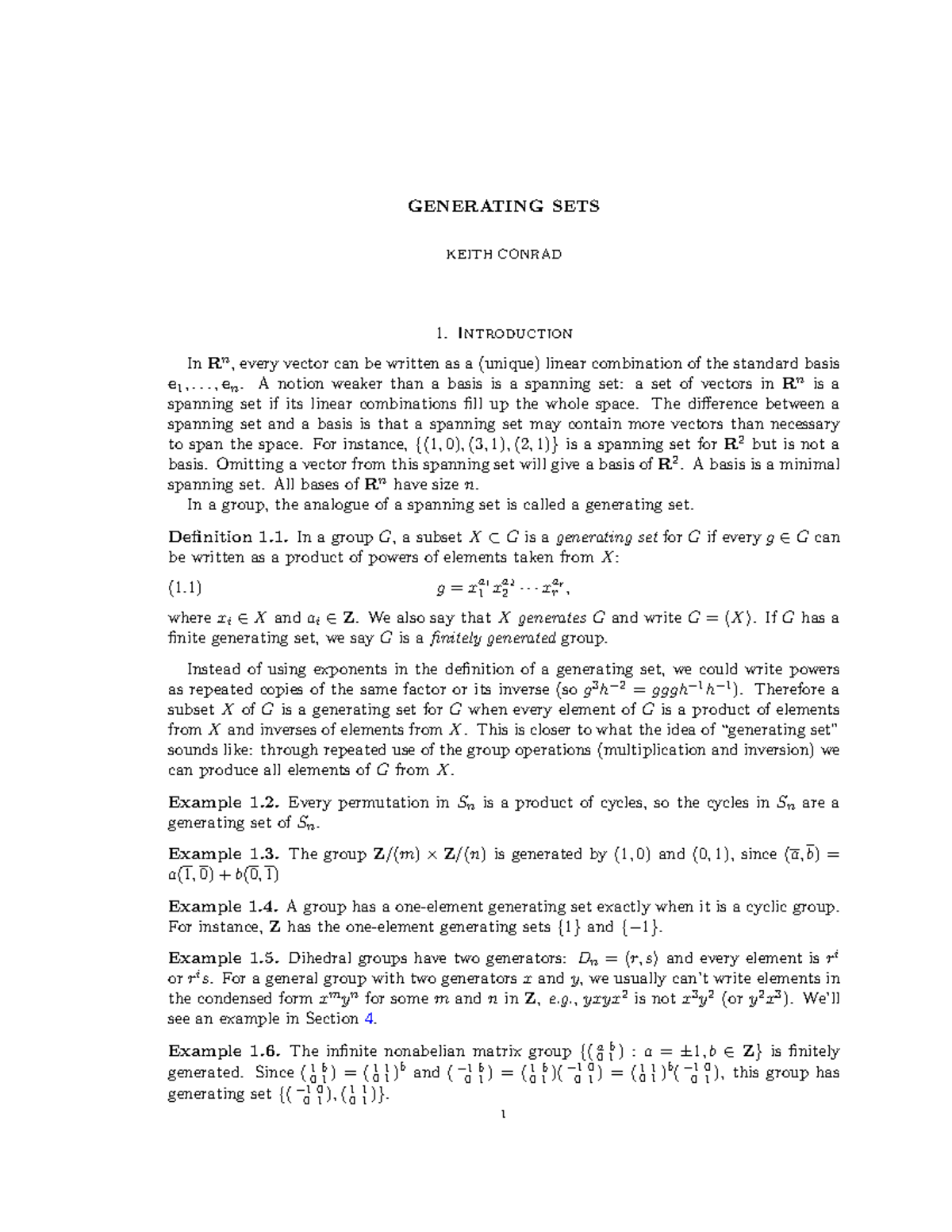 Genset - NOTES FOR COURSE - GENERATING SETS KEITH CONRAD Introduction ...
