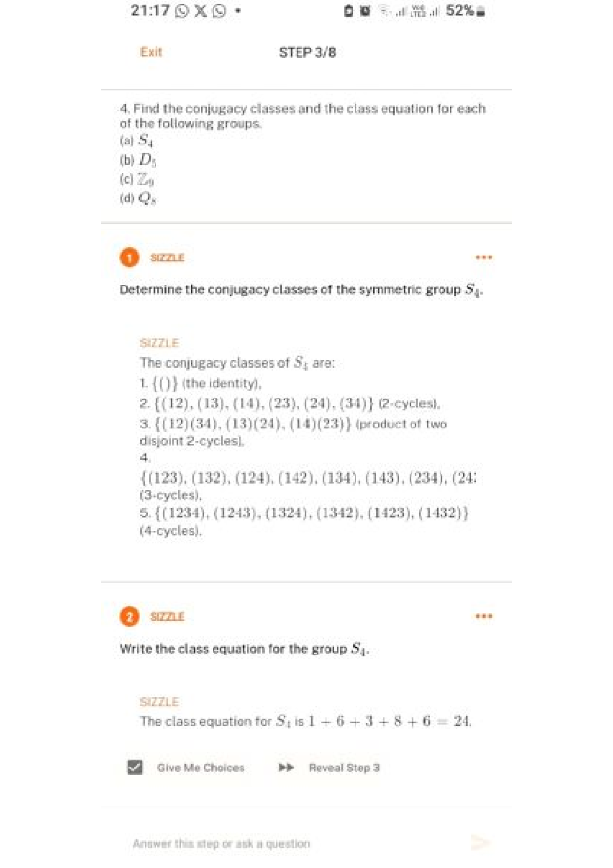 SMA 405 Algebra II Final Exam Study Guide: Conjugacy Classes ...