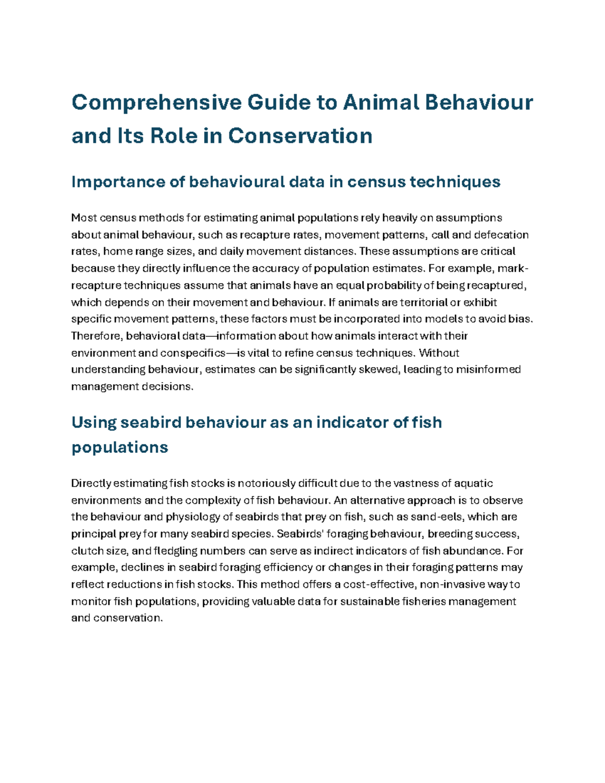 Conservation Behaviour: Understanding Animal Behaviour for Effective ...