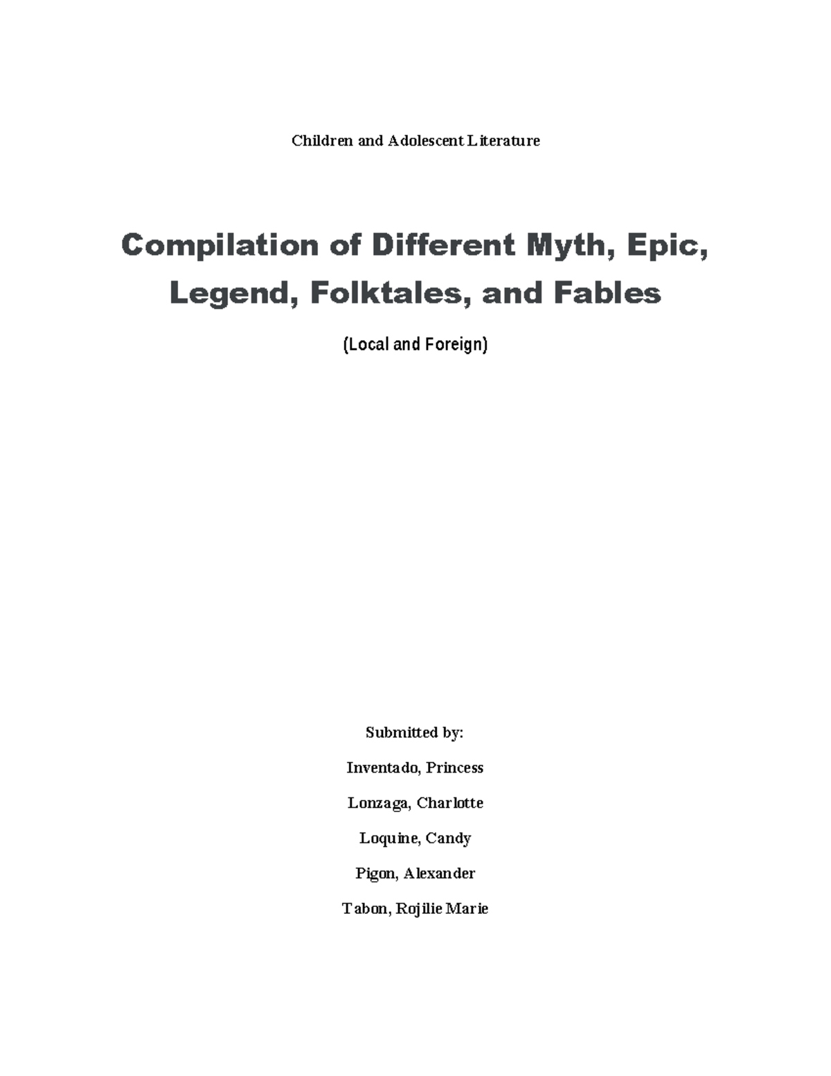 Group A - Compilation - Children and Adolescent Literature Compilation ...