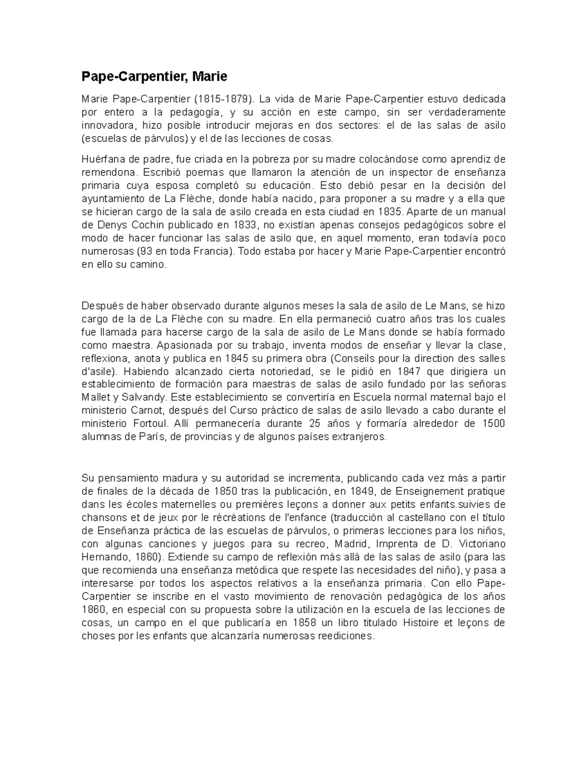 Marie Pape-Carpentier: Pionera en la Pedagogía Francesa (1815-1879 ...