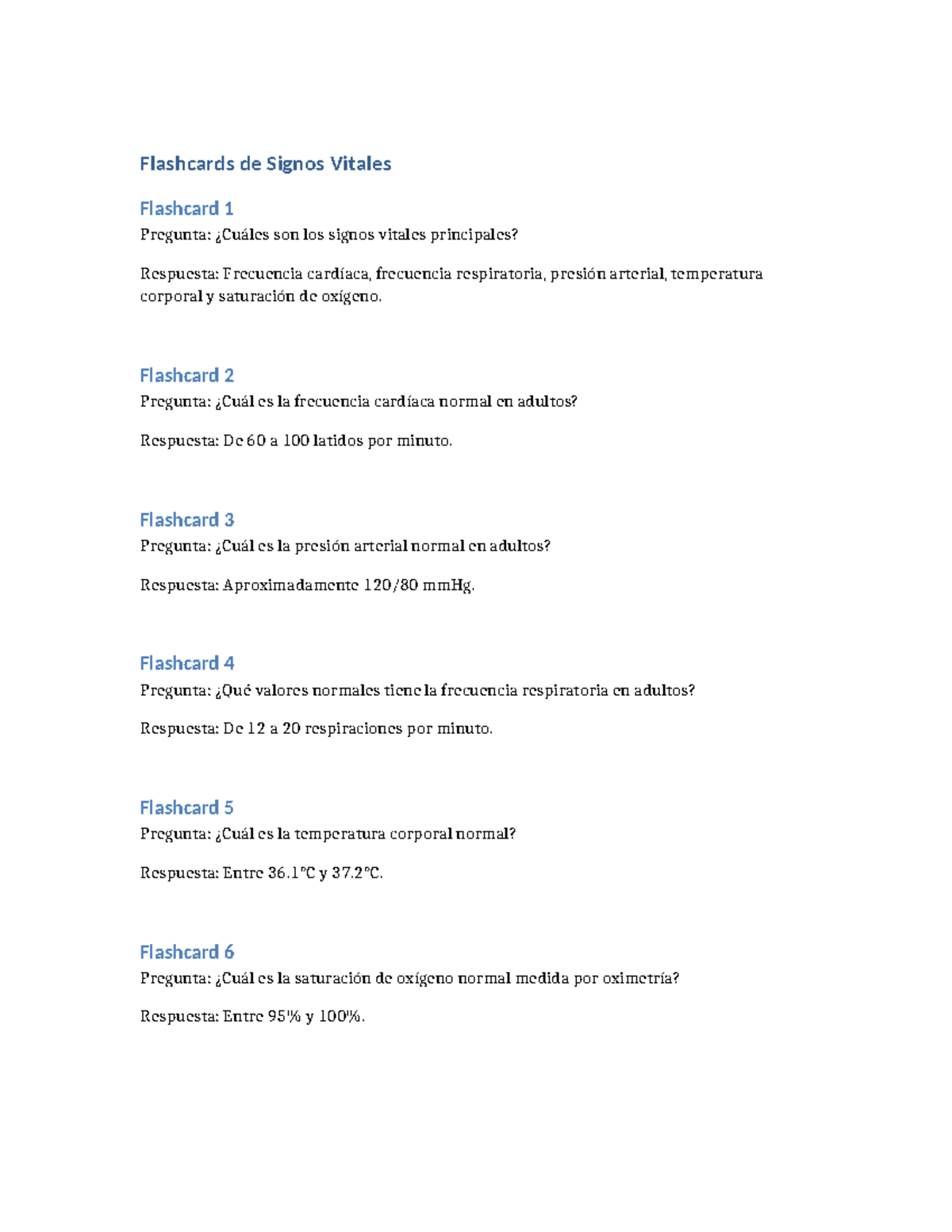Flashcards de Signos Vitales: Preguntas y Respuestas Clave - Studocu
